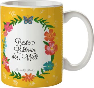 Mr. & Mrs. Panda Tasse Lektorin - Geschenk, Berufsschule, Kaffeetassen, Studium, Tasse bedrucken, Kaffeebecher, Keramiktasse, Cappuccino Tassen