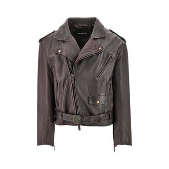 Emporio Armani Leather biker jacket Man 48