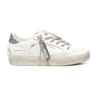 Crime London Femme, Chaussures, Blanc, Taille: 37 EU Baskets Blanches Paillettes Lacets Semelle en Caoutchouc