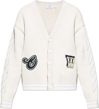 Off-white Homme, Pulls, Blanc, Taille: XL Star Logo Diagonal Varsity Knit Cardigan