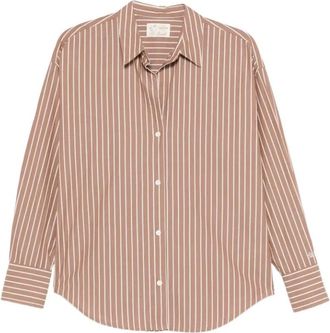 MC2 Saint Barth Femme, Blouses et Chemises, Brun, Taille: 40 FR Cristal Striped V-neck Top