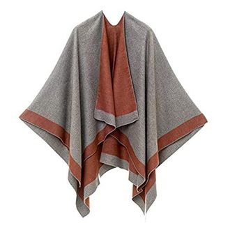 Generic Poncho Femme Hiver Chaud Chale Femme Hiver Chaud Cape Femme Pour la ville Ch&acirc;le &Eacute;l&eacute;gant Coloris Contrast&eacute;s Coupe-Vent Automne-Printemps
