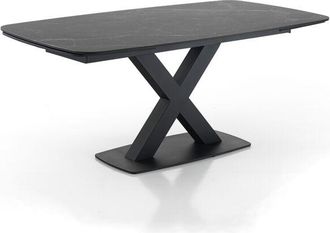 Oresteluchetta Ausziehbarer Tisch aus Keramik mit Marmoroptik 90x160-230cm Boyle Marble - Schwarz