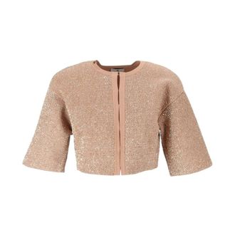 Elisabetta Franchi Pailletten-Strickoberteil - - Jackets - Damen - Beige - M