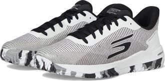 Skechers Herren Viper Court Pro 2.0 Sneaker, White Synthetic/Textile/Black Trim, 39.5 EU