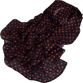 Generic Ch&acirc;le en mousseline de soie douce &agrave; imprim&eacute; &agrave; pois pour femme 2026, bordeaux, Taille unique