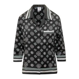 Casablanca Monogramm Pyjama Seidensatin-Hemd - - Blouses & Shirts - Damen - Schwarzk - S