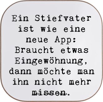 Mr. & Mrs. Panda Untersetzer Spruch Stiefvater Liebe - Geschenk, Dankesch&ouml;n, Handgemacht, Geschenke, Coaster, Freude, Glasuntersetzer, Wertsch&auml;tzung, Akzeptanz, f&uuml;r Gl