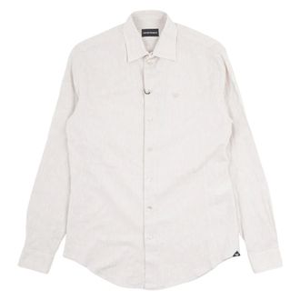 Emporio Armani Homme, Chemises, Beige, Taille: M Chemise Manches Longues en M&eacute;lange de Lin