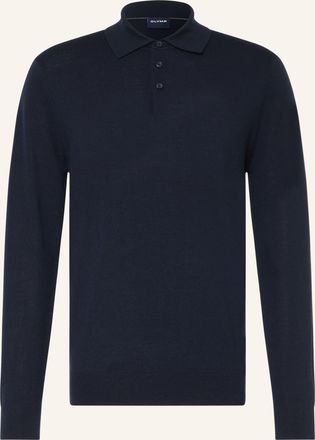 Olymp Strick-Poloshirt blau