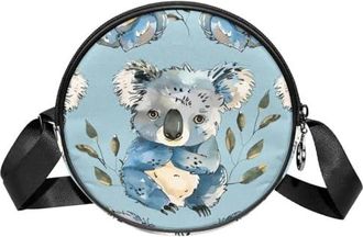 Generic Sac &agrave; bandouli&egrave;re circulaire pour femme, petit sac &agrave; bandouli&egrave;re mignon koala avec fermeture &eacute;clair, bretelles r&eacute;glables, sac &agrave; main rond d&eacute;contract&eacute; 