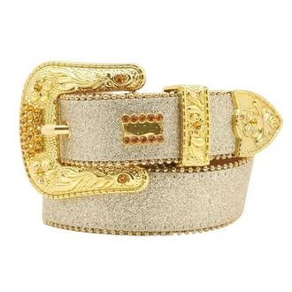 Generic Ceinture en cuir pour femme avec strass vintage avec boucle en diamant pour jeans et robes, 11, jusquà 3 mois