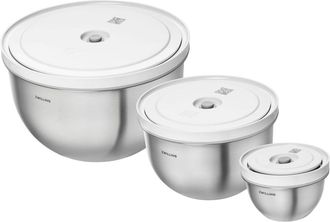 Zwilling Fresh & Save BOWLS Vakuumschüssel Set Edelstahl 6-tlg, S-12 cm, M-18 cm, L-24 cm