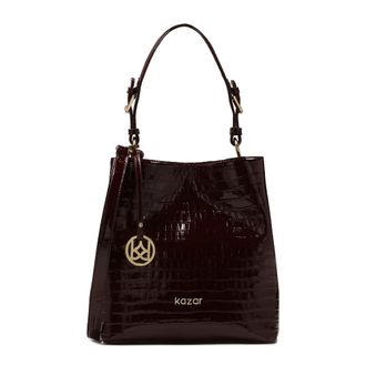 Kazar Dunkelrote lackierte Handtasche mit exotischem Muster - - Bags - Damen - Braun - ONE SIZE