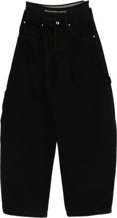 Alexander Wang Femme, Jeans, Noir, Taille: W26 Jean Pr&eacute;-Stylis&eacute; Oversized Taille Moyenne