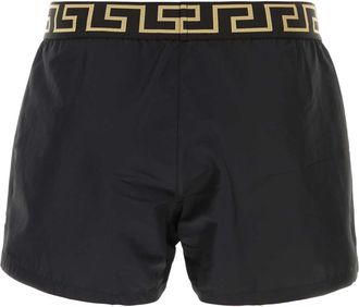Versace Greek Key Trim Swim Shorts - Black