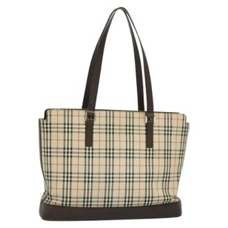 Burberry Pre-owned Toile sacs-main - Femme - Pre-owned - Beige - Taille: ONE Size
