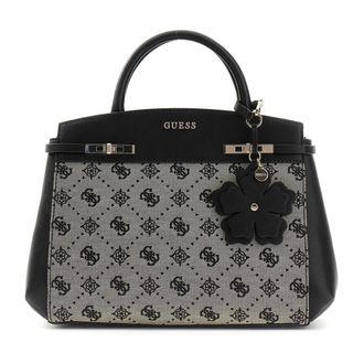 Guess Sac &agrave; main Melinda &agrave; triple compartiment avec logo - Femme - Sacs - Noir - Taille: ONE Size