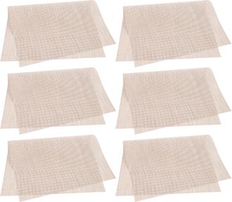 BESPORTBLE CIYODO 6 St&uuml;ck rutschfeste PVC Tischsets Hitzebest&auml;ndig Wasserabweisend f&uuml;r Esstisch und K&uuml;che Platzsets mit Becheruntersetzern Beige Leicht zu Reinig