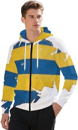 Generic Veste &Agrave; Capuche Homme Enti&egrave;rement Zipp&eacute;e Ukraine Imprim&eacute; Drapeau Doublure Int&eacute;rieure Souple Et Extensible Coupe Ajust&eacute;e L&eacute;g&egrave;re Et Chaude Trois en Un V
