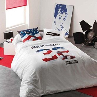 Eleven Paris ART2343 Hollywood Digitaldruck Bettbezug, Baumwolle, 200 x 200 cm, Weiß