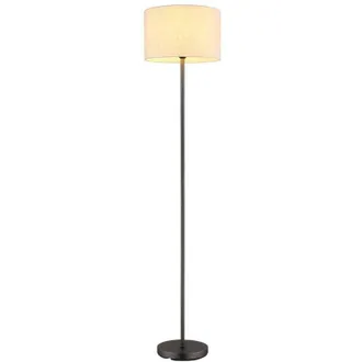 Globo Lighting Lampadaire, lampe sur pied, lampe de bureau, m&eacute;tal, chrome noir mat, cr&egrave;me lin, H 160 cm