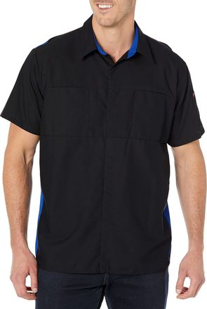 Red Kap Herren Kurz&auml;rmeliges Performance-Plus-Shop-Shirt mit Oilblok-Technologie Hemd, Schwarz mit k&ouml;nigsblauem Netzstoff, X-Gro&szlig;