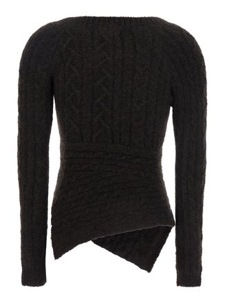 The Attico Womens Brown Sweater With Asymmetrical Design Wool Tops Top