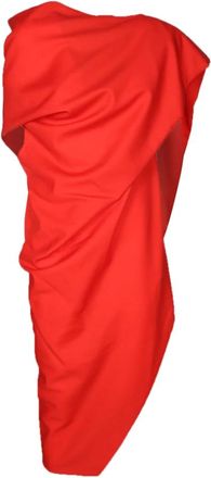 Issey Miyake Femme, Robes, Rouge, Taille: 40 FR Uni-Form Wool Asymmetric Midi Dress