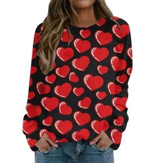 Generic Sweat &agrave; capuche imprim&eacute; &agrave; manches longues et col rond pour la Saint-Valentin 2026, Rouge, XXL