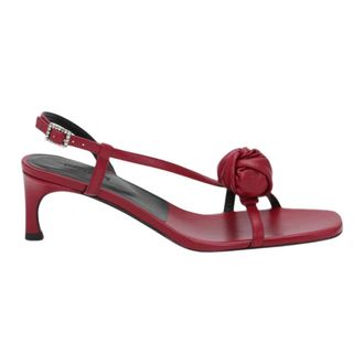 Rotate Rotate Birger Christensen - Sandale en cuir &agrave; talon moyen nou&eacute; - Femme - Chaussures - Rouge - Taille: 37 EU