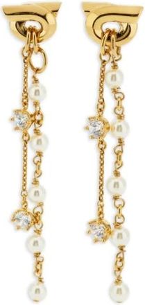 Ferragamo Femme, Accessoires, Jaune, Taille: ONE Size Boucles doreilles Gancini Cristal et Perle