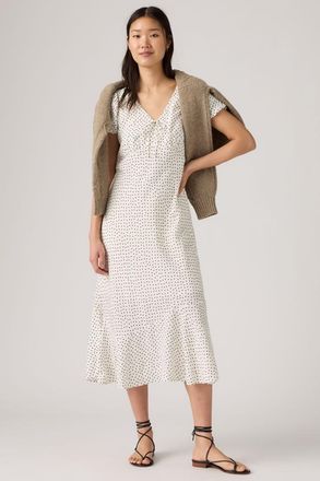 Levi's Lira Short Sleeve Midi Dress - Femme - Cream / Tovi Dot Egret Nylon - XS