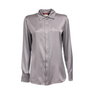 Max Mara Seidenhemd mit Schmuckkn&ouml;pfen - - Blouses & Shirts - Damen - Grau - L