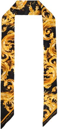 Versace Jeans Couture Femme, Accessoires, Noir, Taille: ONE Size Foulard Cravate en Twill de Soie Imprim&eacute;