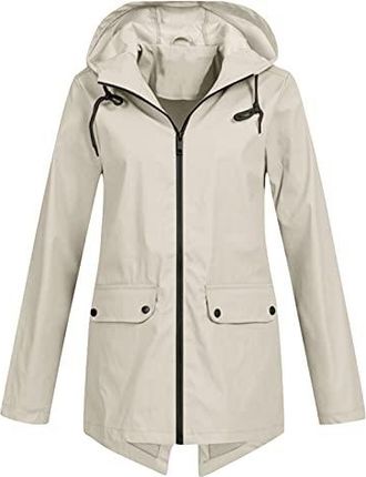 Generic Vestes pour femmes, manteau &agrave; capuche, coupe-vent, ample, d&eacute;contract&eacute;, uni, 2026, beige, 3XL