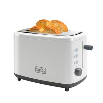 Black+Decker BXTO820E - Grille-Pain 820W, 2 Fentes, 3 Fonctions, 7 Niveaux de brunissage, Fonction Stop, ramasse-miettes, Blanc