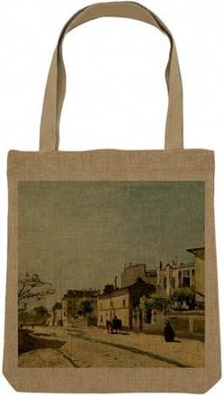 Fabulous Sac Shopping Tote Bag Aspect Lin - Ville Peinture Realiste Design Batiment Paysage Realisme Impressionism - Sac de Courses Toile Epaisse 360g Beige Na