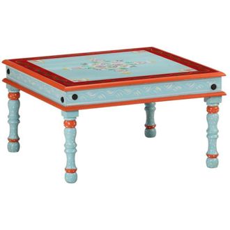 vidaXL Table basse bleu bois de manguier massif peint &agrave; la main