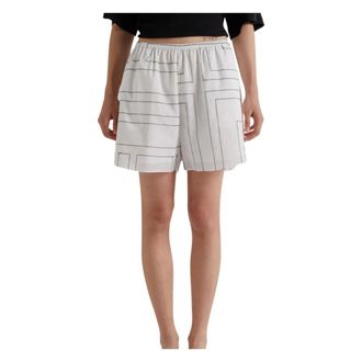 Meimeij Femme, Shorts, Blanc, Taille: 46 FR Short &agrave; Broderies G&eacute;om&eacute;triques