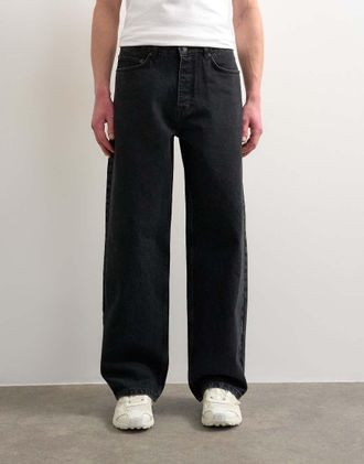 Topman Feste Baggy-Jeans in verwaschenem Schwarz mit abgerundetem Beinschnitt