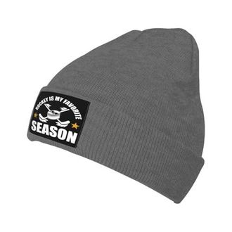 Generic Le Hockey Vintage Est Ma Saison Pr&eacute;f&eacute;r&eacute;e Femme Homme Bonnets Tricot&eacute; Doux Bonnets Hiver Coupe-Vent Watch Cap pour Cyclisme Ski Jogging