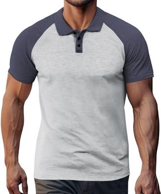 Generic Haut classique &agrave; boutons pour homme, coupe classique, style d&eacute;contract&eacute;, polo vintage, l&eacute;ger et respirant, tunique de vacances, gris, XXL