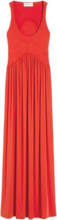 Sportmax Femme, Robes, Rouge, Taille: 42 FR Gathered Jersey Maxi Dress