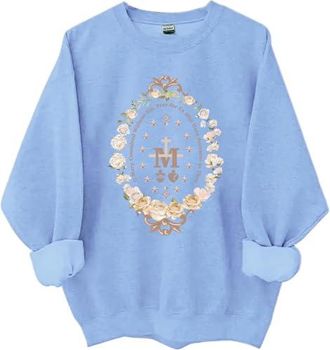 Generic Sweat-shirt catholique marial, chemise catholique, chemises Vierge Marie pour femmes et hommes, bleu ciel, S