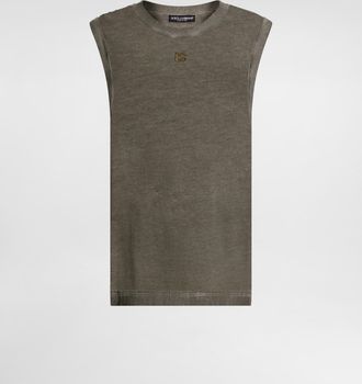Dolce & Gabbana Cotton Tank Top - Mann T-shirts Und Polos Grey 52
