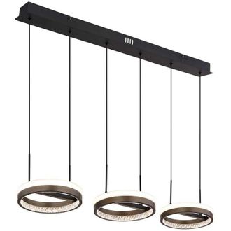 Globo Lighting H&auml;ngelampe Pendellampe Esszimmerlampe grau Kristalle 3 flammig cct led h 150 cm