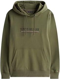Tommy Hilfiger Sweat &agrave; Capuche Homme Brand Love en Coton, Vert (Battle Green), L