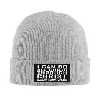 Generic Respirant Beanie pour Homme, Philippiens 4:13 Verset Foi Religieux, &Eacute;pais Chapeau dhiver Tricot&eacute;, Tricoter Chapeau pour Femme, Ski, Sports