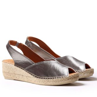 Toni Pons Keil-Espadrille aus Leder für Damen - BERNIA-P - Stahl, 35 EU